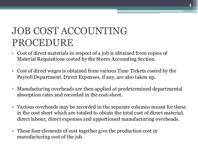 Job and batch costing