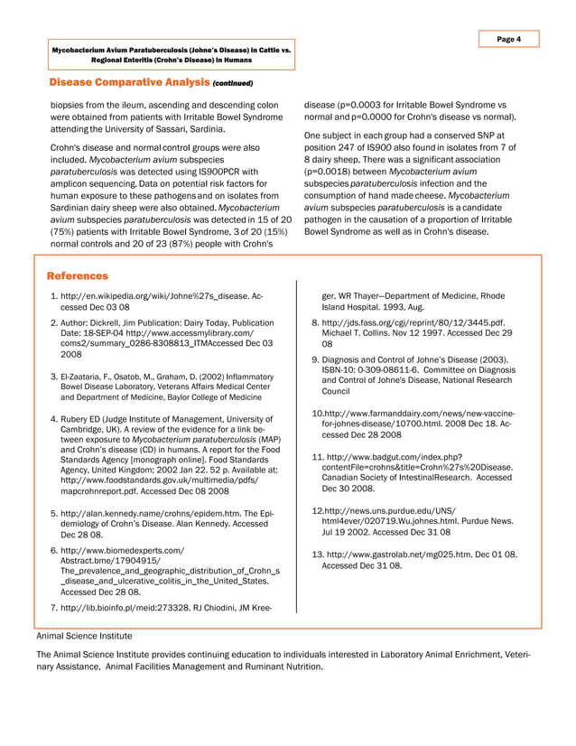 Mycobacterium Avium Paratuberculosis (Johne’s Disease) | PDF ...