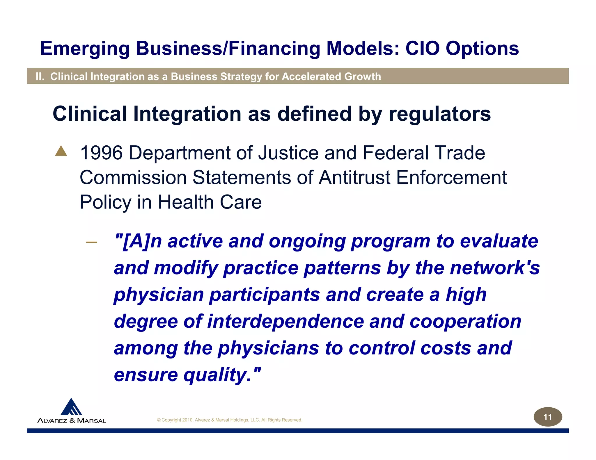 Emerging Business Models for Hospital and Physician Integration ...