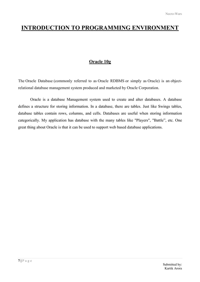 Kartik Necro-wars Project Report | PDF