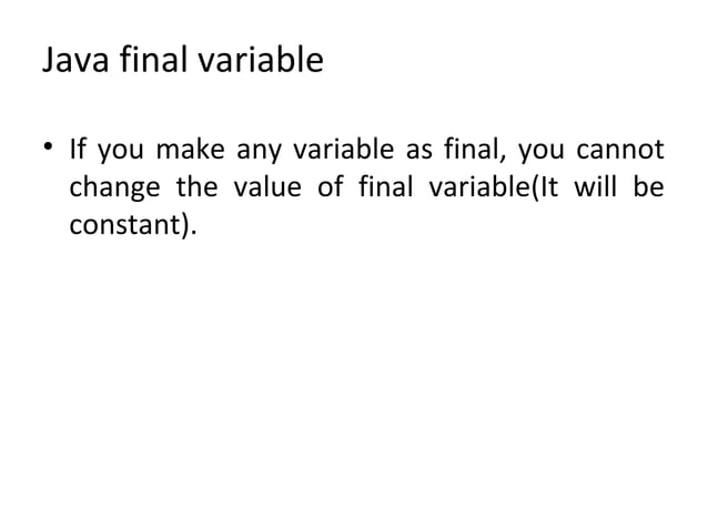 Final keyword in java | PPT | Programming Languages | Computing