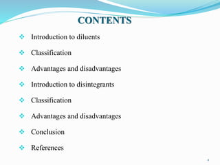 DILUENTS AND DISINTEGRANTS | PPTX