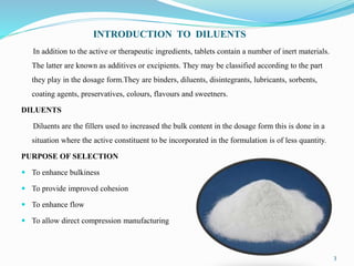 DILUENTS AND DISINTEGRANTS | PPTX