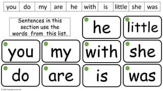 Kindergarten parents teaching kids simple sentences | PDF