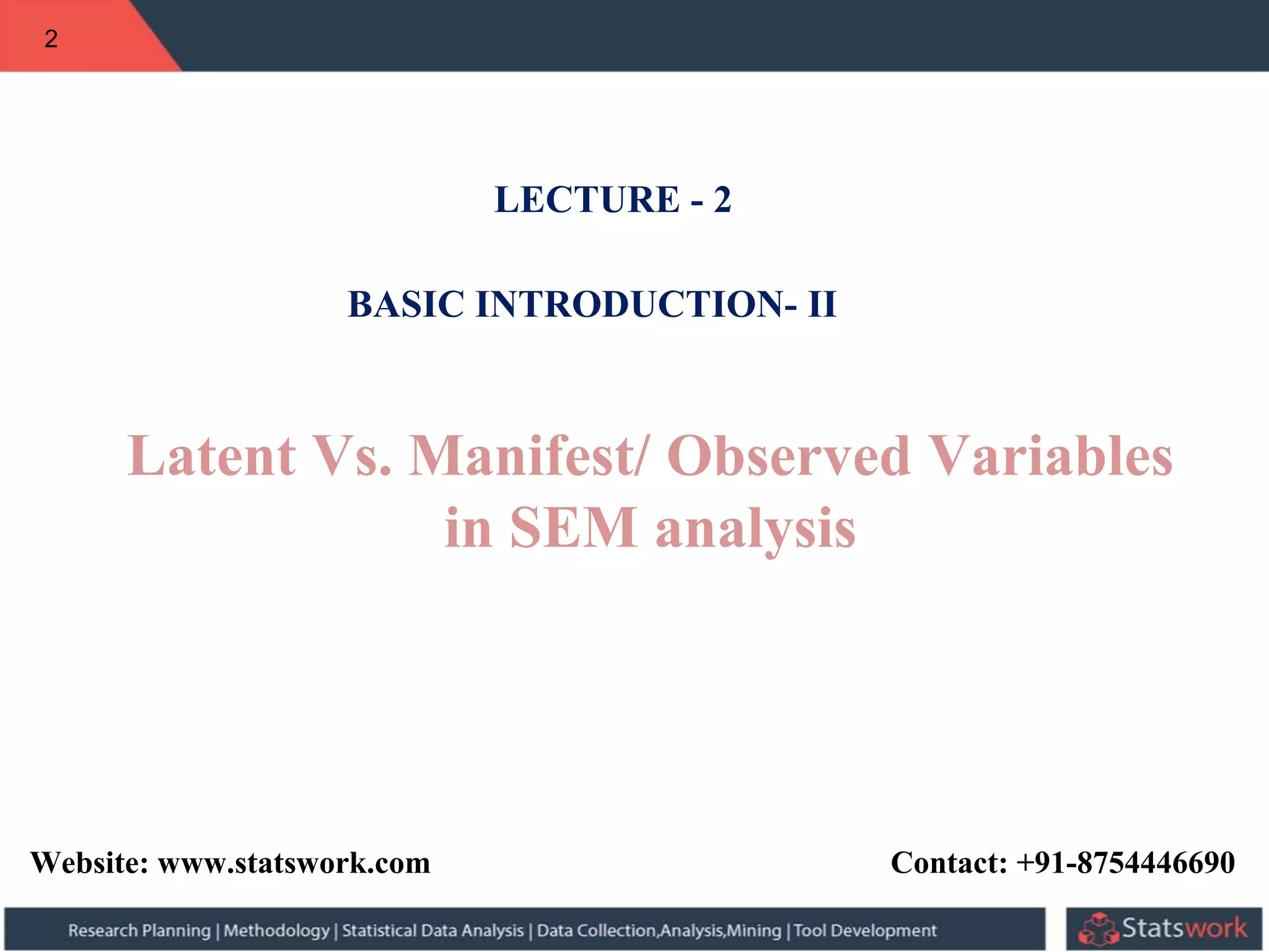 Lecture 2 Latentmanifestobserved Variables Using In Sem Analysis Pptx