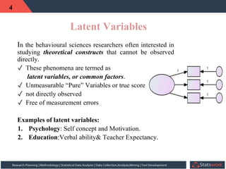 Lecture 2: Latent/Manifest/Observed Variables using in SEM Analysis (www.statswork.com) | PPTX