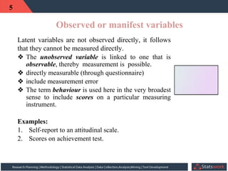 Lecture 2: Latent/Manifest/Observed Variables using in SEM Analysis (www.statswork.com) | PPTX ...