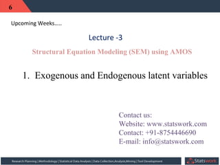 Lecture 2: Latent/Manifest/Observed Variables using in SEM Analysis (www.statswork.com) | PPTX