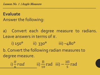 Lesson no. 1 (Angle Measure) | PPTX