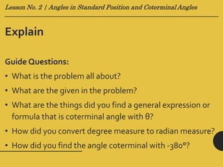 Lesson no. 2 (Angles in Standard Position and Coterminal Angles ) | PPTX