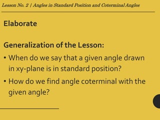 Lesson no. 2 (Angles in Standard Position and Coterminal Angles ) | PPTX