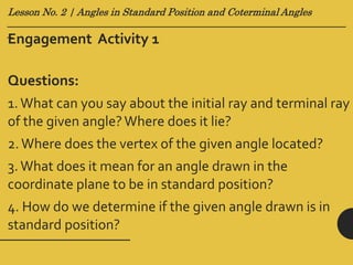 Lesson no. 2 (Angles in Standard Position and Coterminal Angles ) | PPTX