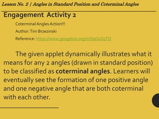 Lesson no. 2 (Angles in Standard Position and Coterminal Angles ) | PPTX