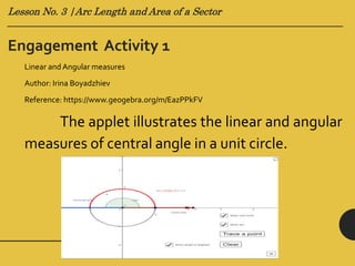 Lesson no. 3 (Arc Length and Area of a Sector | PPTX