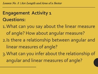 Lesson no. 3 (Arc Length and Area of a Sector | PPTX