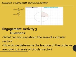 Lesson no. 3 (Arc Length and Area of a Sector | PPTX