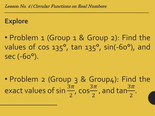 Lesson no. 4 (Circular functions on Real Numbers) | PPTX