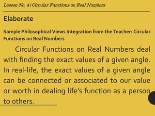 Lesson no. 4 (Circular functions on Real Numbers) | PPTX