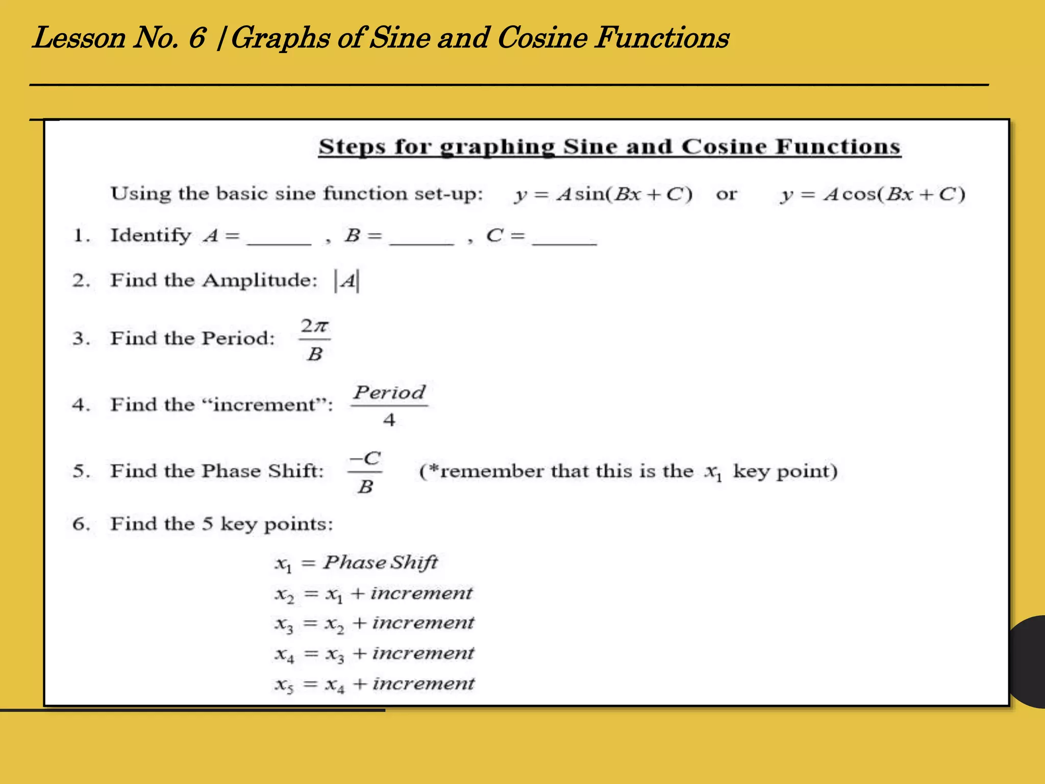 Lesson no. 6 (Graphs of Sine and Cosine Functions) | PPTX