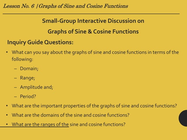Lesson no. 6 (Graphs of Sine and Cosine Functions) | PPTX | Geology ...