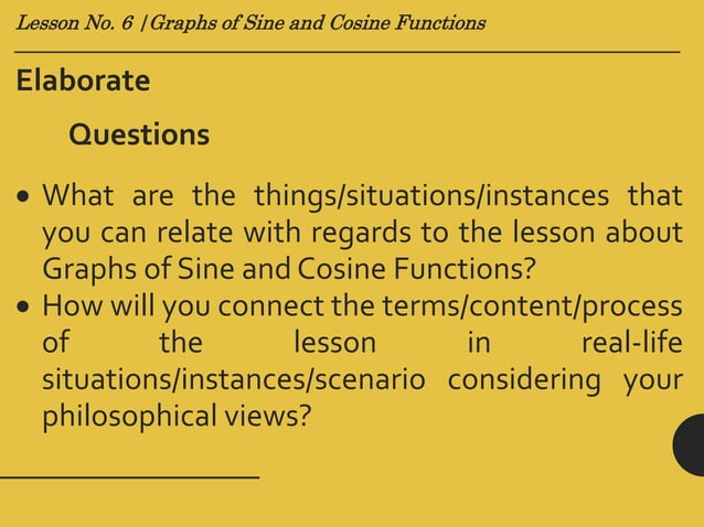 Lesson no. 6 (Graphs of Sine and Cosine Functions) | PPTX | Geology ...
