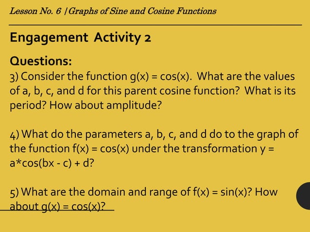 Lesson no. 6 (Graphs of Sine and Cosine Functions) | PPTX | Geology ...