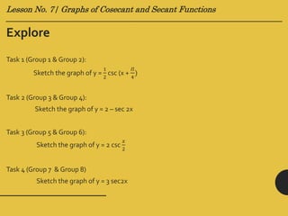 Lesson no. 7 (Graphs of Cosecant and Secant functions) | PPTX | Web ...