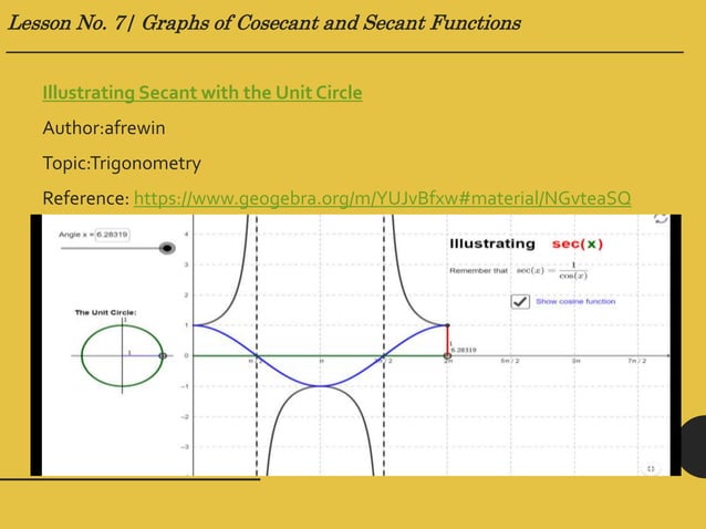 Lesson no. 7 (Graphs of Cosecant and Secant functions) | PPTX | Web ...