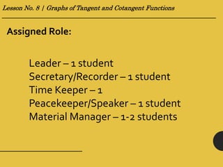 Lesson no. 8 (Graphs of Tangent and Cotangent Functions) | PPTX