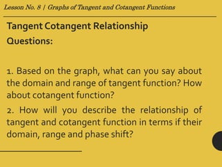 Lesson no. 8 (Graphs of Tangent and Cotangent Functions) | PPTX