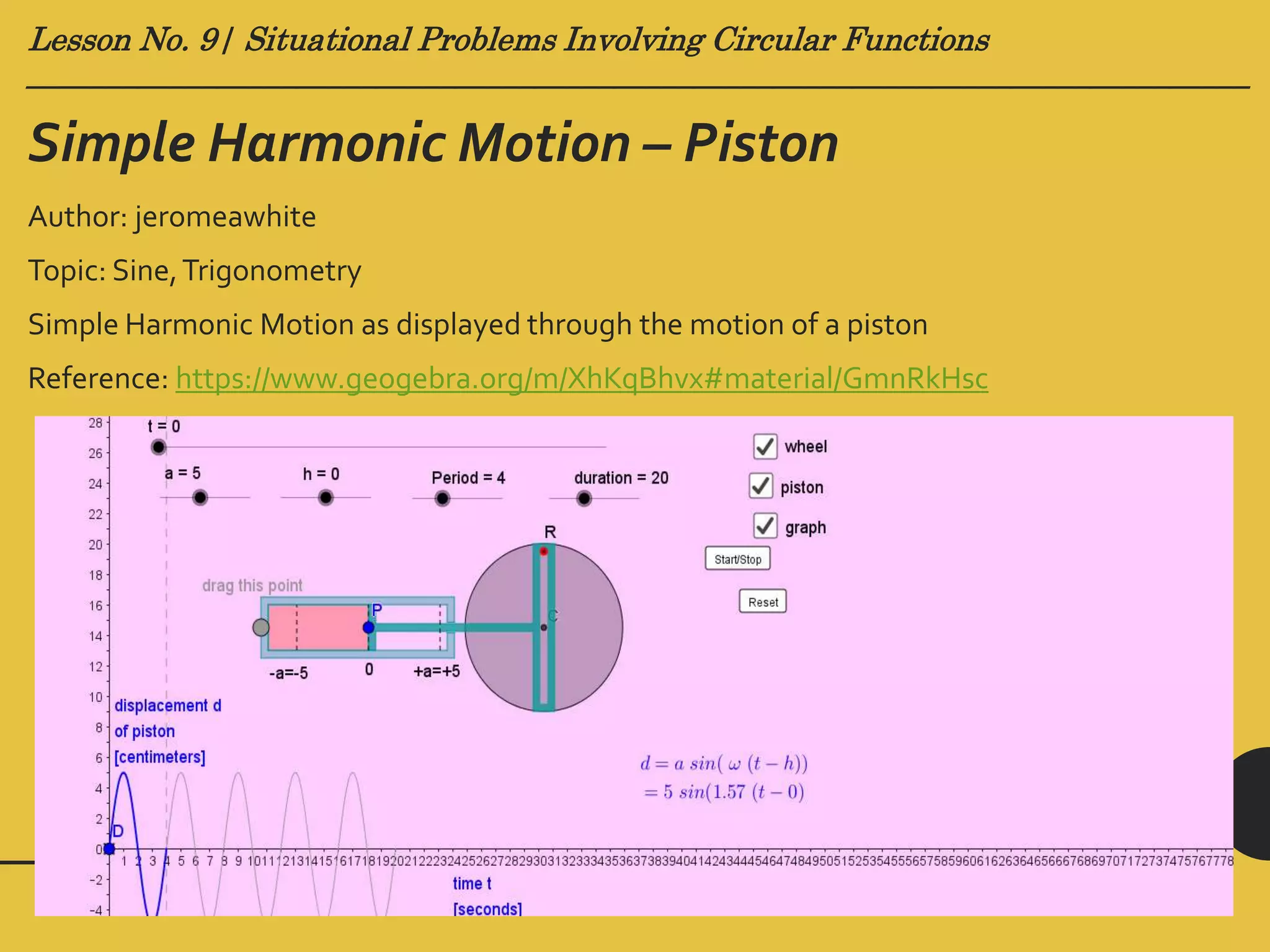 Lesson no. 9 (Situational Problems Involving Graphs of Circular ...