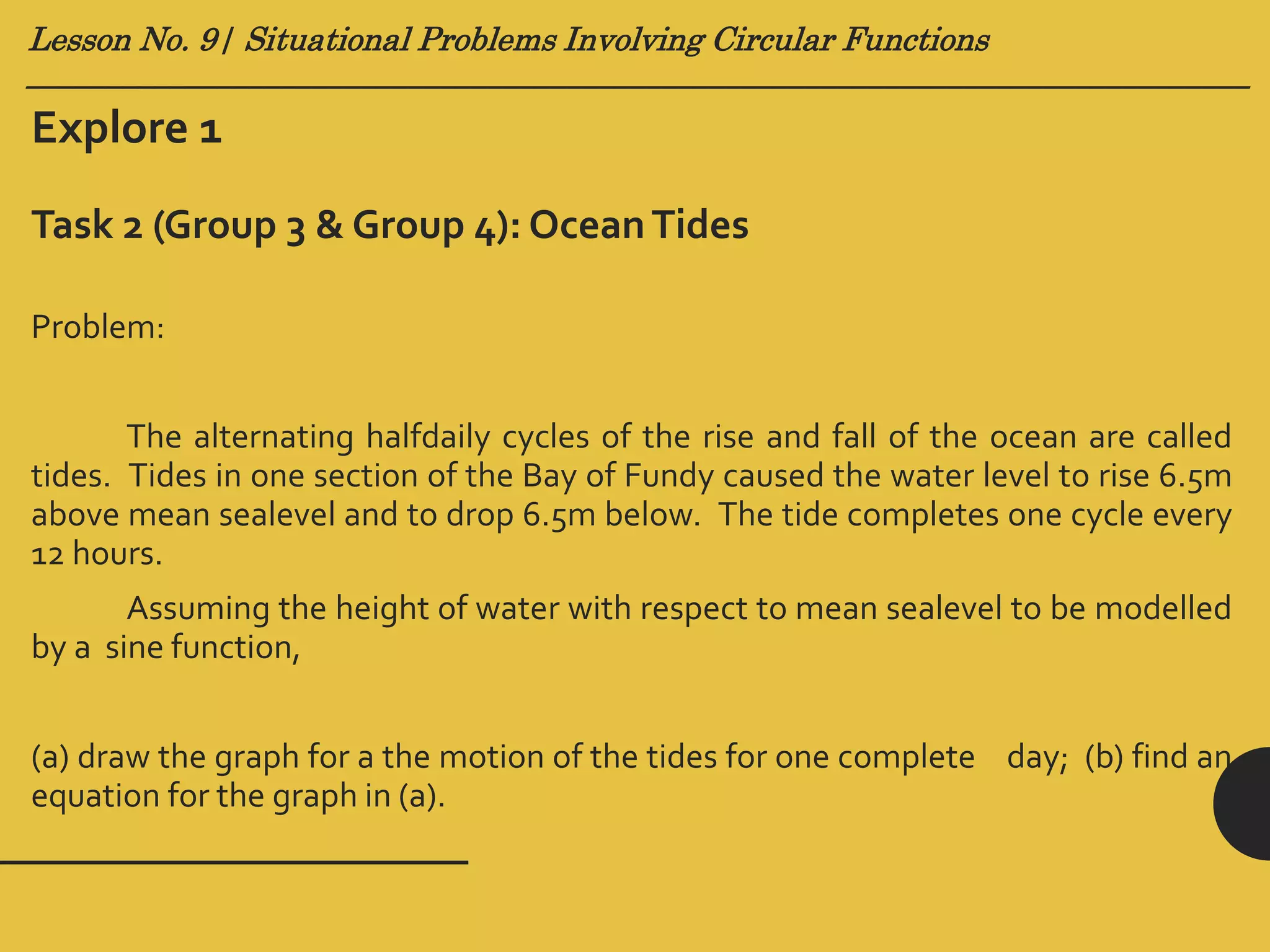 Lesson no. 9 (Situational Problems Involving Graphs of Circular ...