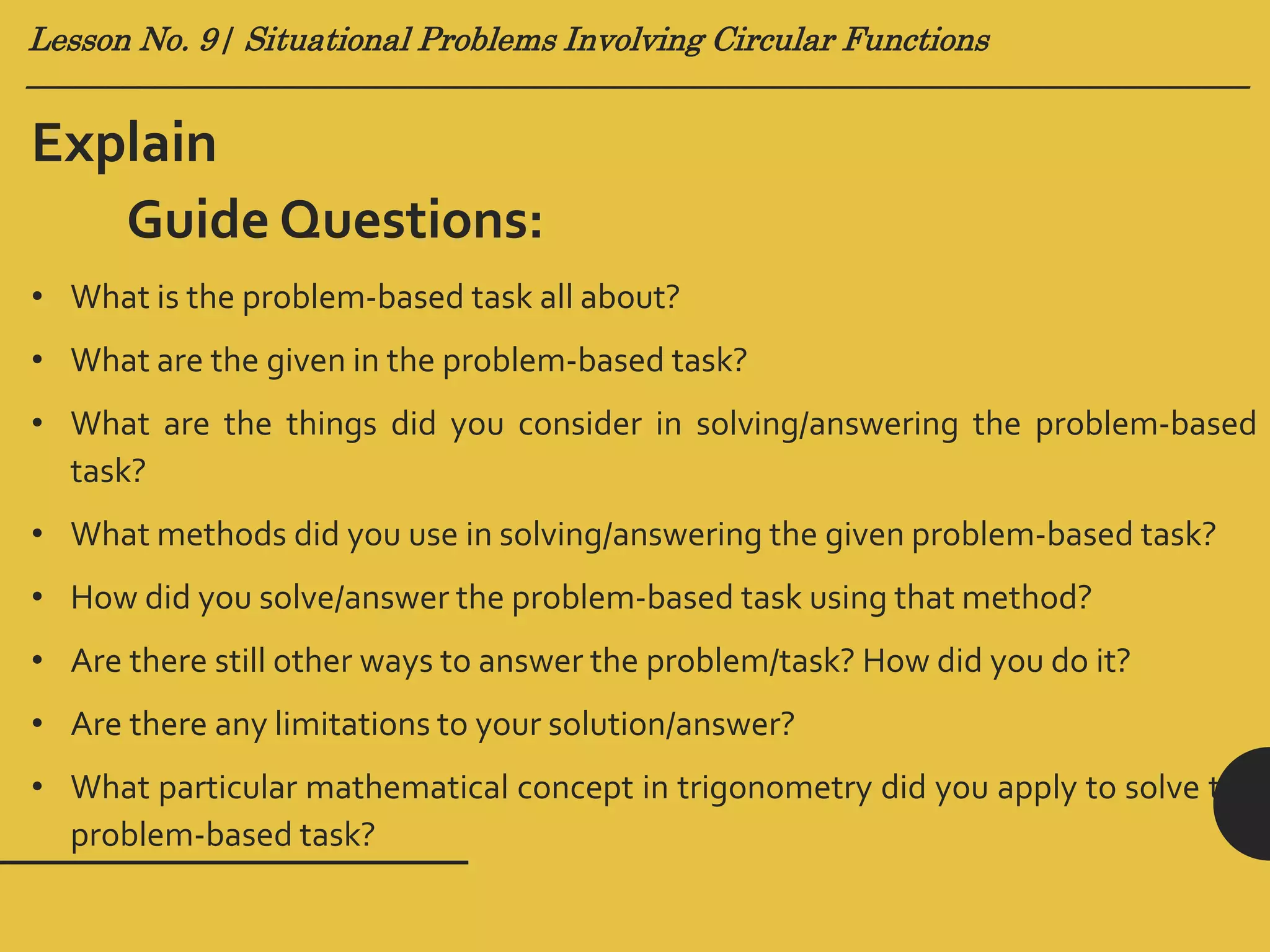 Lesson no. 9 (Situational Problems Involving Graphs of Circular ...