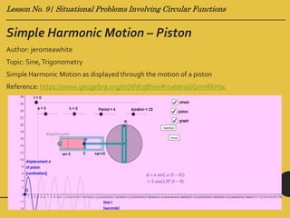 Lesson no. 9 (Situational Problems Involving Graphs of Circular ...