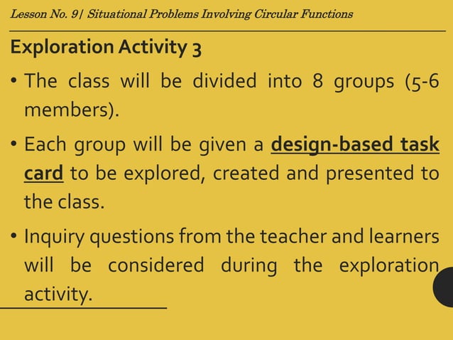 Lesson no. 9 (Situational Problems Involving Graphs of Circular ...