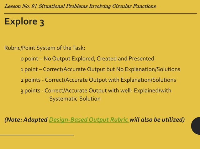 Lesson no. 9 (Situational Problems Involving Graphs of Circular ...