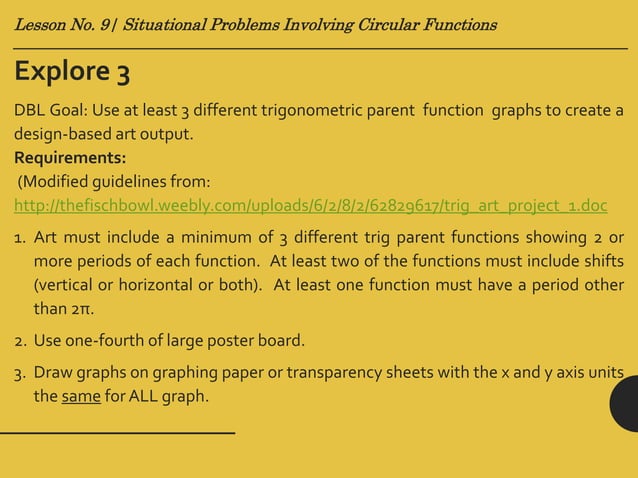 Lesson no. 9 (Situational Problems Involving Graphs of Circular ...