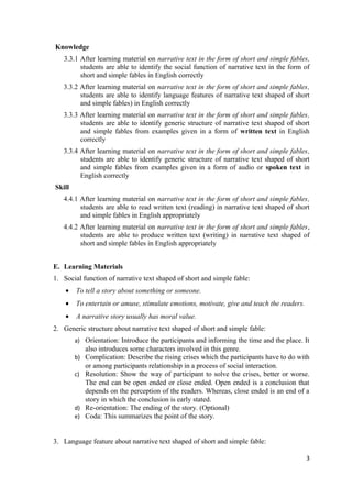 Lesson Plan Narrative text_Fable KD 3.14 Grade VIII | DOC