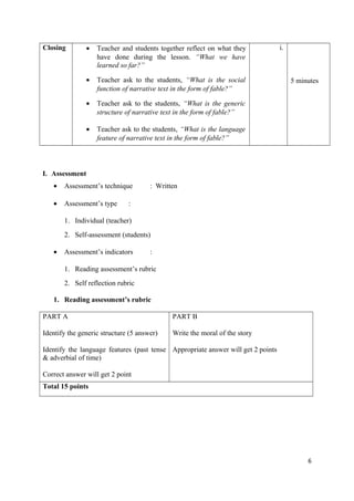Lesson Plan Narrative text_Fable KD 3.14 Grade VIII | DOC