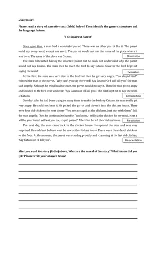 Lesson Plan Narrative text_Fable KD 3.14 Grade VIII | DOC