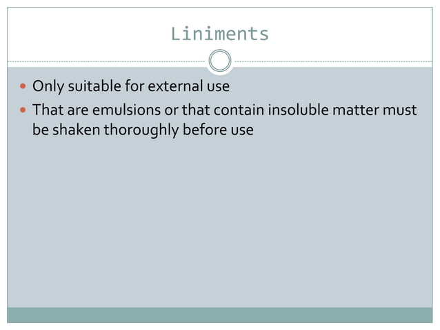 Liniments Presentation | PPTX | Skin and Dermatology | Diseases and ...