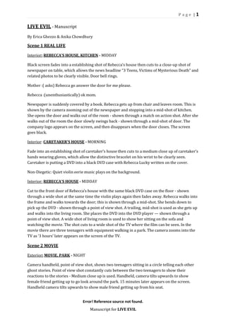 Live Evil Final Script | PDF