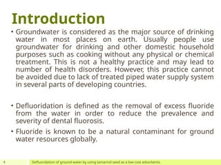 Defluoridation of ground water by using tarmind seed | PPT