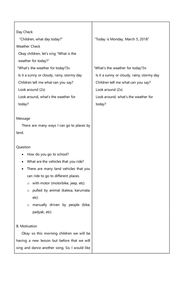 LAND TRANSPORTATION DETAILED LESSON PLAN | DOCX | Automotive