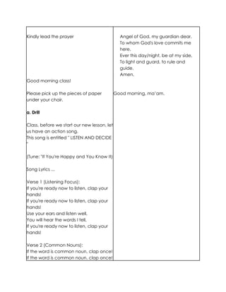 4A'S Lesson plan in English 2 " Common and Proper noun " | PDF