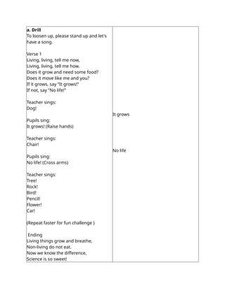 4A'S Lesson plan in Science 3 " Living things and Non-living things" | DOCX
