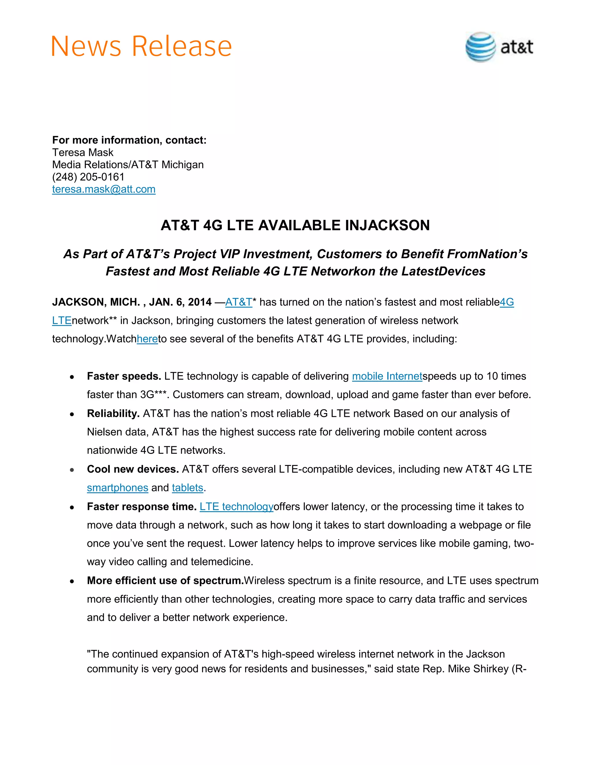 AT&T 4G LTE AVAILABLE IN JACKSON | DOCX