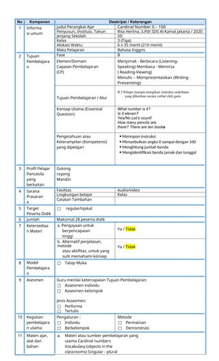 modul ajar bahasa inggris kelas 3 uptd s | DOCX