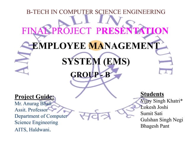 Final major project presentation on (10 april2016) aits haldwani | PPT