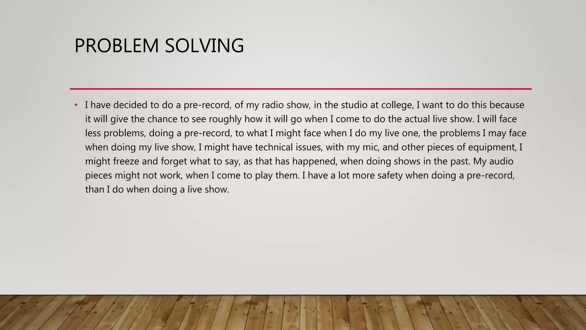 Final Major Project, Problem Solving | PPT